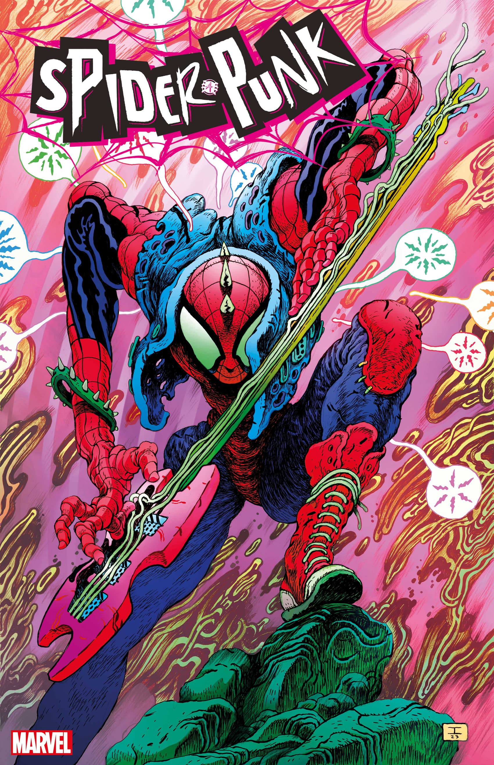Spider-Punk Rocks Out on Trippy Foil Variant Cover