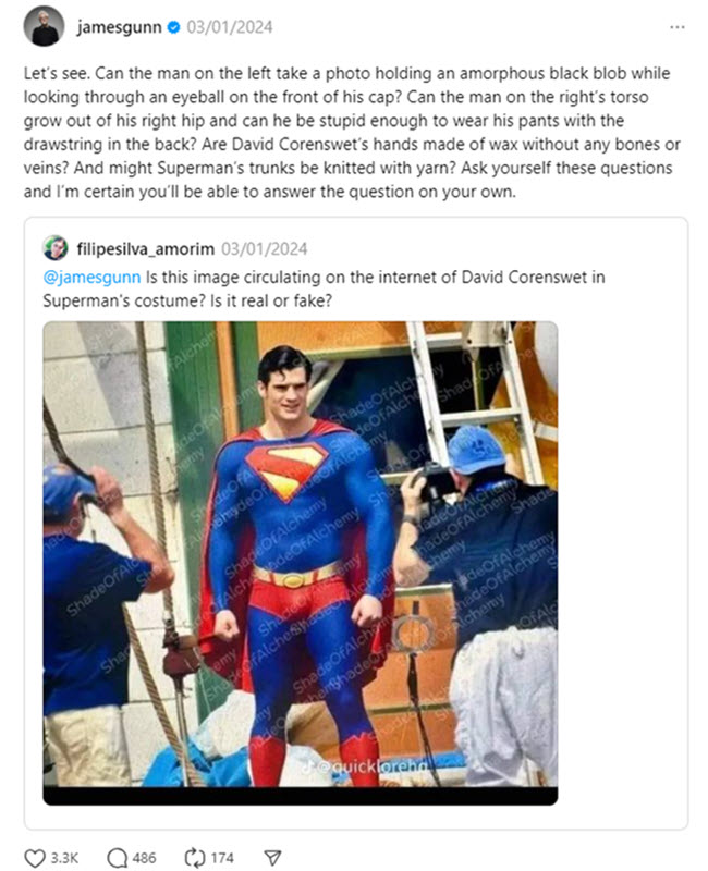 James Gunn Dismisses Fake AI Superman Trailer in Epic Fashion - Comic ...